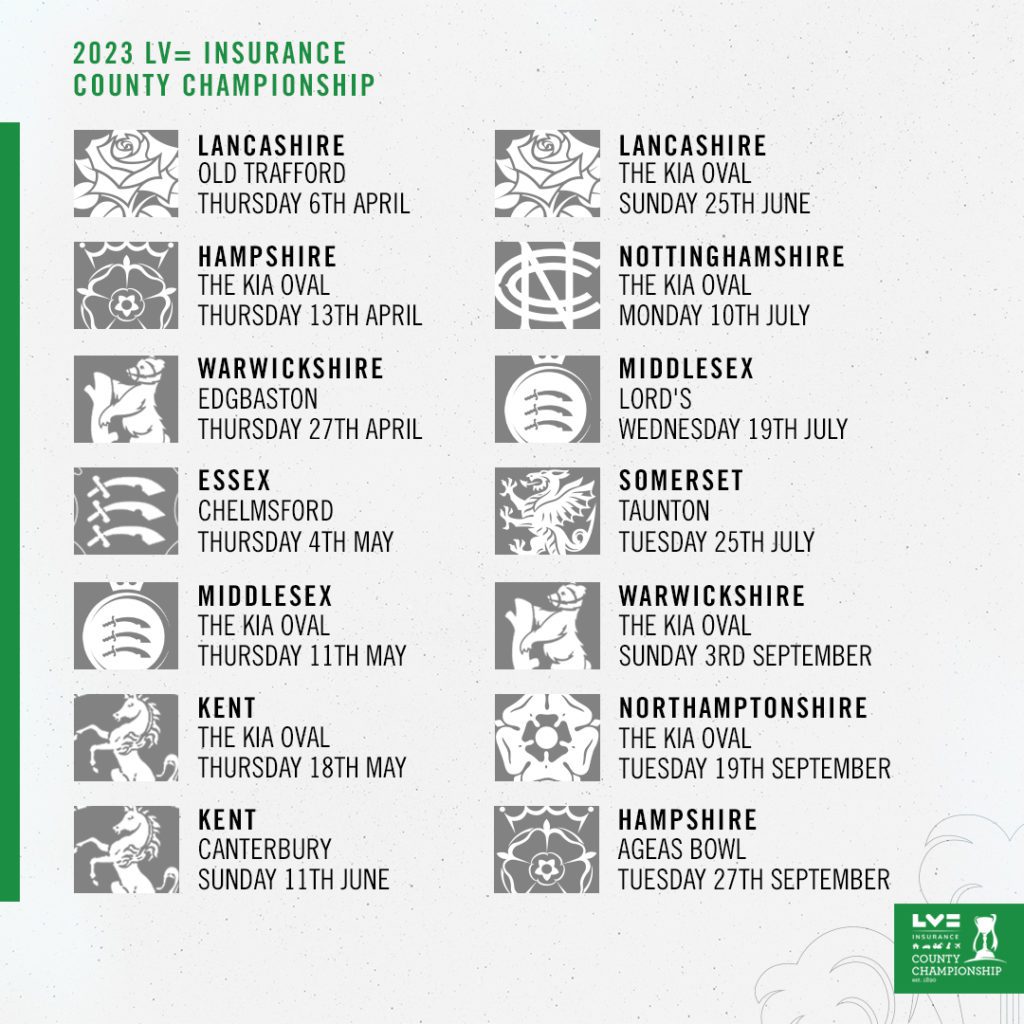 Surrey CCC – 2023 fixtures released - Kia Oval