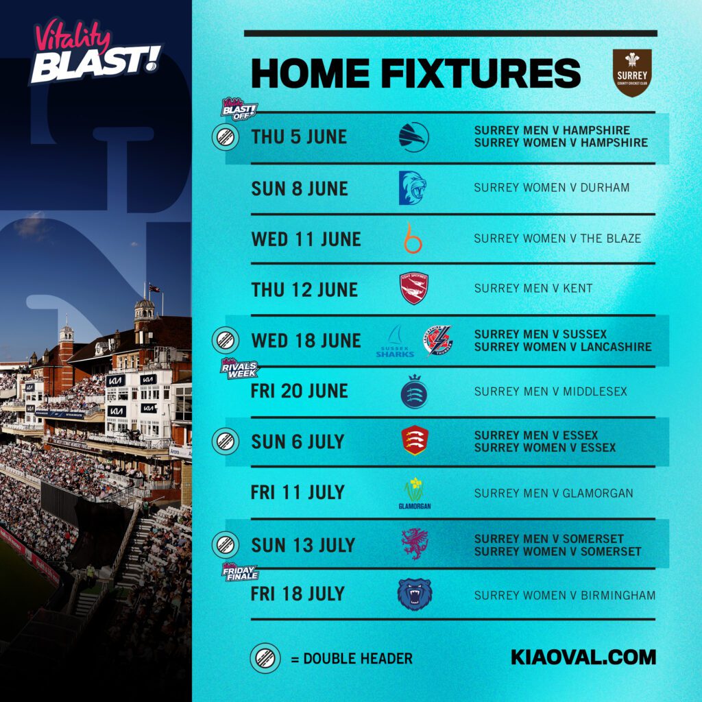 2025 Vitality Blast fixtures announced - Kia Oval